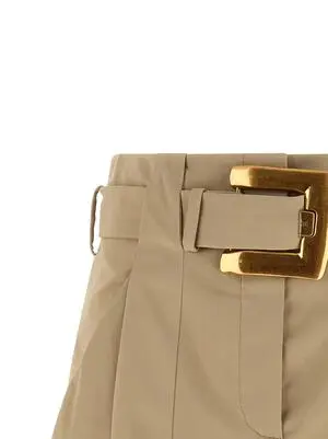 Balmain Anthem Buckle Cotton Gabardine Shorts - Cream