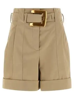 Balmain Cotton Gabardine Shorts - Cream