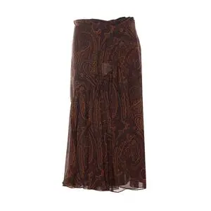 Etro Silk Paisley Print Skirt - Brown