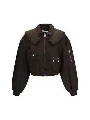GANNI Duchesse Nylon Bomber Jacket - Green