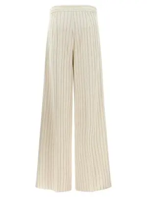Max Mara Pinstripe Piqué Cotton Jersey Trousers - White