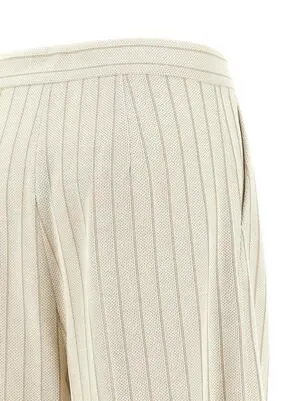 Max Mara Pinstripe Piqué Cotton Jersey Trousers - White