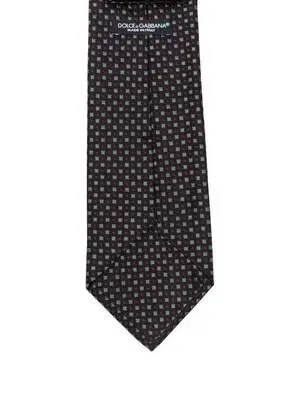 Dolce & Gabbana Geometric-pattern Silk Neck Ties - Gray