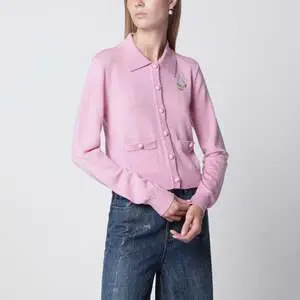 SELF-PORTRAIT Wool Knit Cardigan - Pink