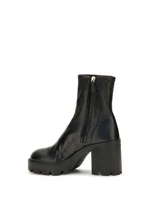 Prada Stretch Leather Platform Ankle Boots - Black