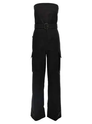 Saint Laurent Cassandre' Bustier Jumpsuit - Black