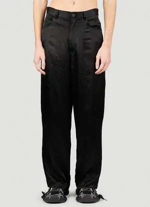 Balenciaga Five Pocket Satin Pants - Black