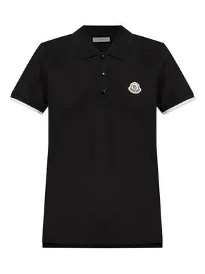 Moncler Logo Patch Cotton Piqué Polo Shirt - Black