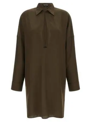 TOM FORD Silk Crêpe De Chine Tunic Dress - Green
