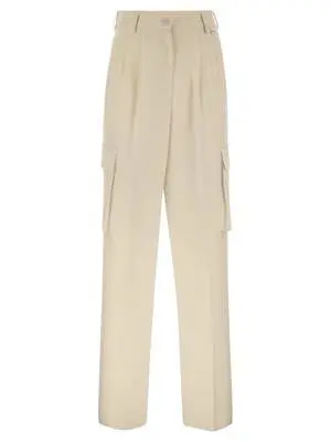 Herno Cargo Trousers In Wool And Viscose Blend - White