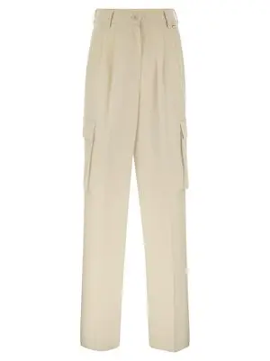 Herno Wool And Viscose Blend Cargo Trousers - White