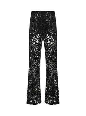 GOLDEN GOOSE Black Sequin-embroidered Tulle Journey Trousers - Multicolor
