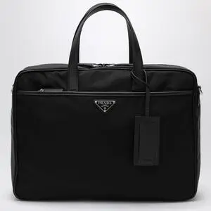 Prada Re-nylon And Saffiano Work Bag - Black