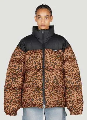 Vetements Leopard Print Puffer Jacket - Brown