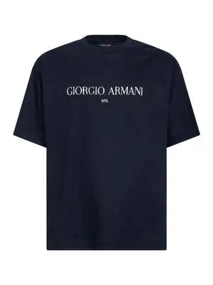Giorgio Armani Navy Blue Cotton Interlock Jersey T-shirt - Multicolor