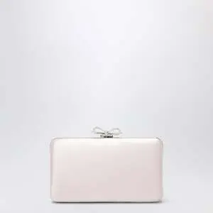 SELF-PORTRAIT Satin Clutch With Crystal Bow - Pink