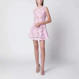 SELF-PORTRAIT Lace Mini Dress With Floral Details - Pink