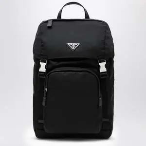 Prada Re-nylon Backpack With Snap Fastener - Black
