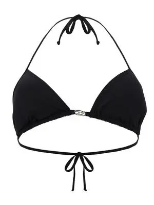 DIESEL® Top Bikini In Nylon Con Chiusura A Laccetti - Black