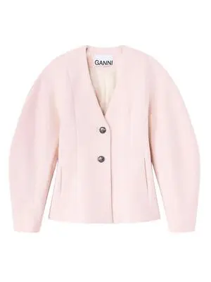 GANNI V-neck Blazer - Pink