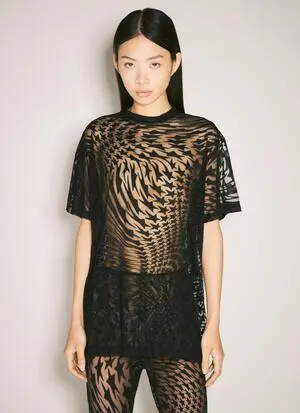MUGLER Sheer Flocked Star T-shirt - Black