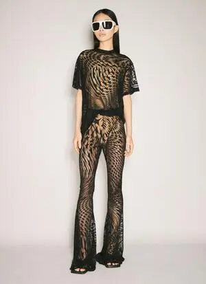 MUGLER Sheer Flocked Star T-shirt - Black