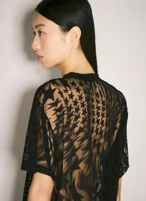 MUGLER Sheer Flocked Star T-shirt - Black