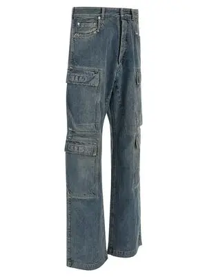Rick Owens Drkdw Cotton Denim Cargo Jeans - Blue