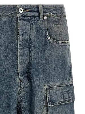 Rick Owens Drkdw Cotton Denim Cargo Jeans - Blue