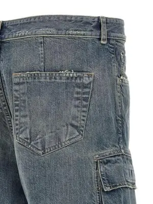 Rick Owens Drkdw Cotton Denim Cargo Jeans - Blue
