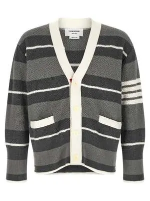 Thom Browne Striped Cardigan - Gray