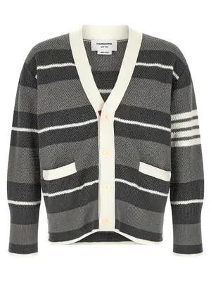 Thom Browne Striped Cardigan - Gray