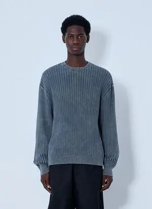 Balenciaga Ribbed Knit Sweater - Blue