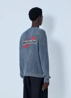 Balenciaga Ribbed Knit Sweater - Blue