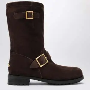 JIMMY CHOO Suede Biker Boots - Brown