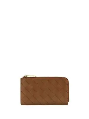 Bottega Veneta Intrecciato Zip Card Holder - Brown