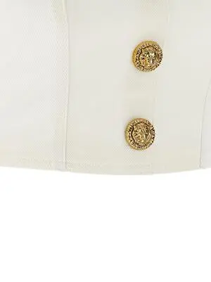 Balmain Cotton Canvas Button Top - White