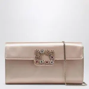 ROGER VIVIER Light Satin Clutch Bag With Buckle - Pink