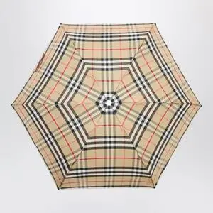 Burberry Foldable Check Umbrella - Cream