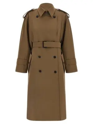 Max Mara Wool Gabardine Trench Coat - Brown