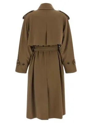 Max Mara Wool Gabardine Trench Coat - Brown