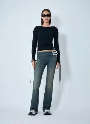 Balenciaga Lace-up Cotton Jersey T-shirt