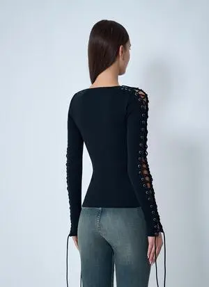 Balenciaga Lace-up Cotton Jersey T-shirt