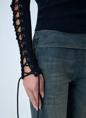 Balenciaga Lace-up Cotton Jersey T-shirt