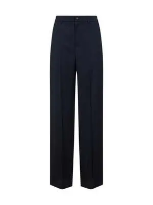 Gucci Dark Blue Viscose And Silk Jacquard Trousers - Multicolor
