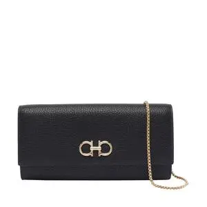 FERRAGAMO Calf Leather Shoulder Bag - Black