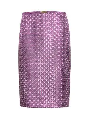 Gucci Violet Printed Silk Twill Midi Skirt - Multicolor