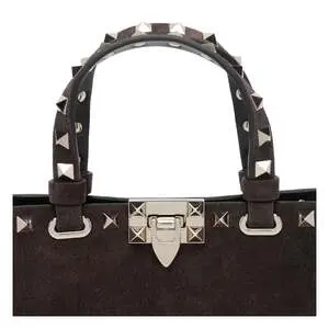 Valentino Garavani Mini Suede Rockstud Handbag - Brown