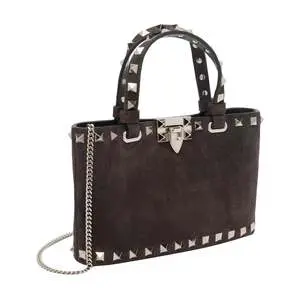 Valentino Garavani Mini Suede Rockstud Handbag - Brown