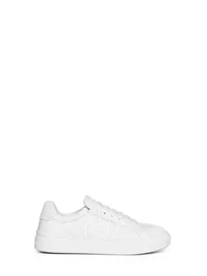 FERRAGAMO White Leather Gancini Sneakers - Multicolor